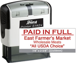 Buy Shiny S-854 Self-inking rubber hand stamps from Indiana Stamp, located in Fort Wayne, Indiana
